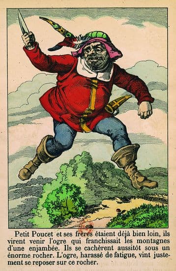 Charles Perrault, le Petit Poucet : l'ogre poursuit le Petit Poucet et ...